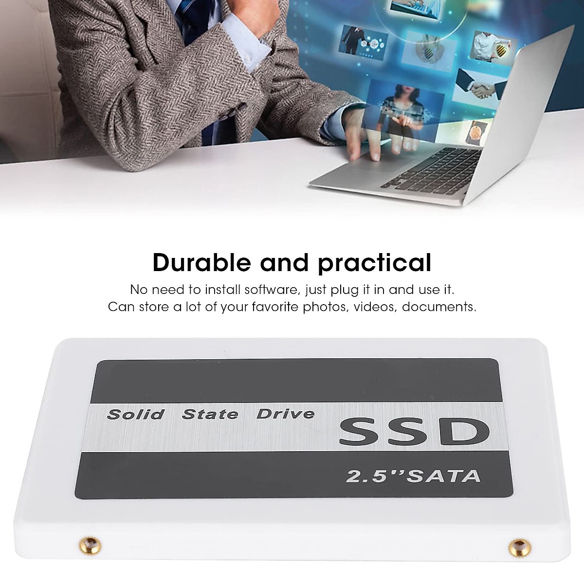 Solid State Hard Disk, Video Storage Good Performance Compact Firm Sturdy SATA3.0 SSD for Laptop Desktop Computer for Office Worker(#6)