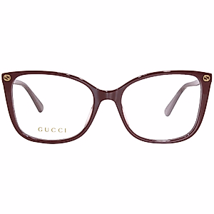 Gucci GG0026O 012 Eyeglasses Women's Burgundy Full Rim Cat Eye 53mm