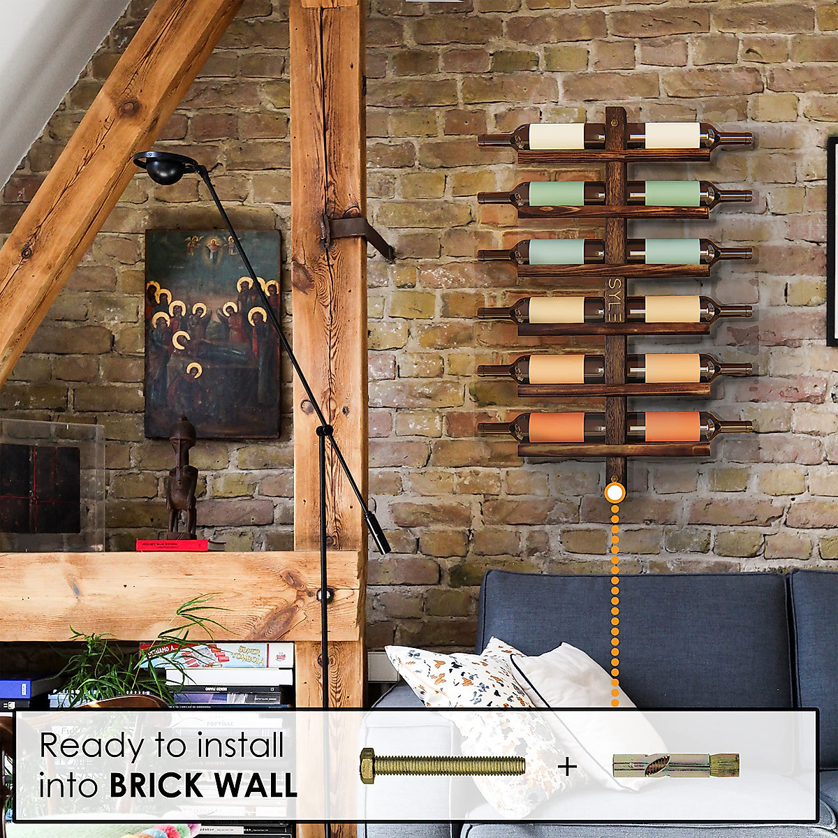 Wall Mounted Wine Rack 12 Bottles, Wine Rack Wall Made from Solid Wood by Syle homewares. Perfect for Any Wine Lover, Compact Design for Any Decor
