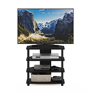 Furinno Turn-N-Tube Easy Assembly 4-Tier Petite Entertainment Center / TV Stand / TV Unit / TV Desk, Blackwood