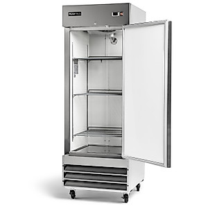 PEAKCOLD Single Door Commercial Reach In Stainless Steel Freezer, White Interior; 23 Cubic Ft, 29 Wide inch
