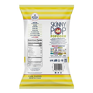 SkinnyPop White Cheddar Popcorn, Skinny Pop, Healthy Popcorn Snacks, Halloween Snacks for Kids, Gluten Free, 4.4oz Grocery Sized Bag