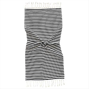 Lykia Turkish Hand Towel Set of 2 - Decorative Hand Towels for Bathroom and Kitchen - 100% Cotton 17x40 Inches - Great for Bath and Farmhouse Boho Style Housewarming Decor Gifts (Black and White)