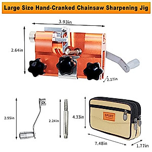 ZFULVO Chainsaw Sharpener,Chainsaw Vise and Hand-Cranked Chainsaw Sharpening Jig Kit,Portable Chain Saw Shaperener Tool for All Chain Saws and Electric Saws, with 5 Grinding Rod