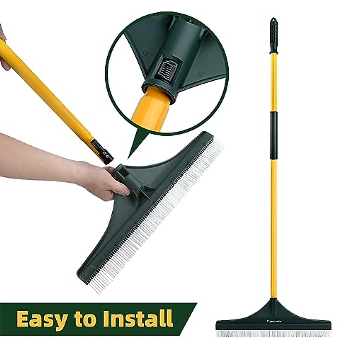 Bulunow Artificial Turf Rake, 55" Long Whole-Piece Pole No Broke Design - Garden Hand Broom Rake for Easy Quick Remove Leaves, Debris, Shrubs, Pet Hairs.. from Turf, Lawn, Synthetic Grass, Carpet