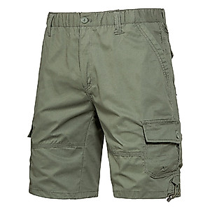 Stretch Shorts for Men Shorts for Men Casual Summer Elastic Waist Cargo Shorts with Pockets Classic Fit Camouflage 5 Inch Inseam Shorts Mens Linen Shorts 7 Inch Inseam Stretch Army Green L