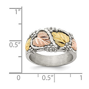 Fancy Victorian-Style Wedding Ring, Sterling Silver, 12k Green and Rose Black Hills Gold Size 9.5