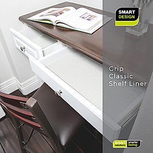 Smart Design Classic Grip Shelf Liner – 18in x 5ft – Non-Adhesive Drawer Liner with Strong Grip Helps Protect and Personalize Your Home Organization and Storage – White
