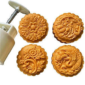 BYNNIX Mooncake Mold, 150g/200g Flower Shape Plastic Mooncake Molds Moon Cake Mold DIY Baking Accessories Kitchen Tools for Mid-Autumn Festival