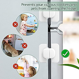DANHAN 3 Pcs Baby Safety Fridge Lock, Refrigerator Fridge Freezer Door Lock for Kids,Child Proof Refrigerator Freezer Door Lock, No Tools Required and Easy Installation (White)