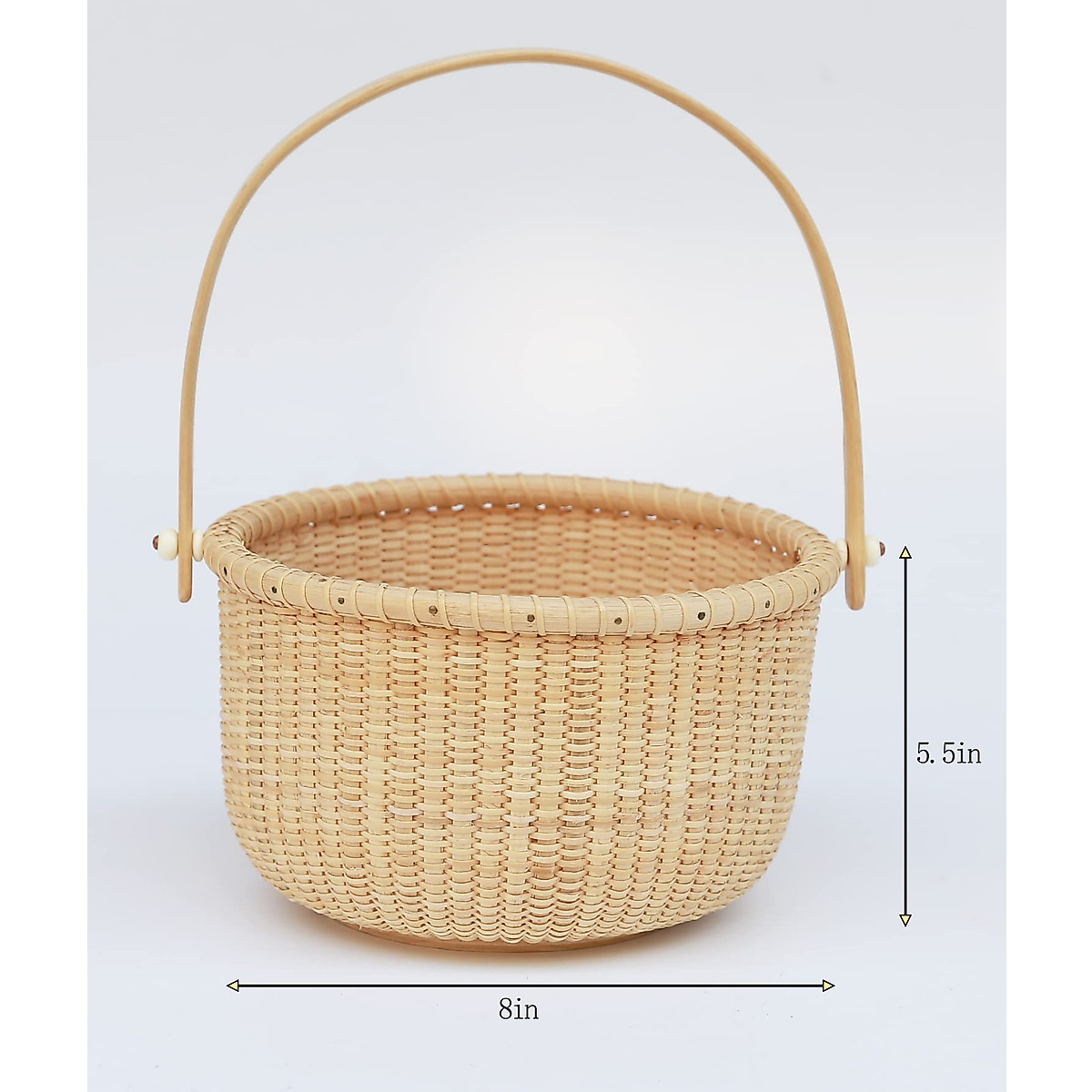 Teng Jin Open Round Nantucket Basket with Handles Handwoven Storage Serving Baskets for Easter, Picnics, Gifts, Home Decor and More several sizes ranging from 5” 13”