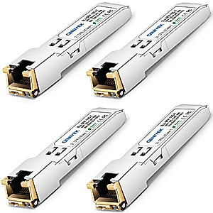 QINIYEK 10G SFP+ to RJ45 Transceiver, 10GBase-T Copper SFP+ Module for Cisco SFP-10G-T-S, Ubiquiti UniFi UF-RJ45-10G, MikroTik S+RJ10, Netgear AXM765, Fortinet, Cat.6a/7, up to 30m (Pack of 4)