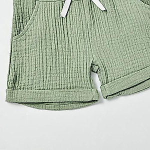 ODIMAME 2T Boy Clothes Toddler Boy Shorts Summer Outfits Patchwork T-Shirt Pocket Short Pants Set Light Green 2-3 Years