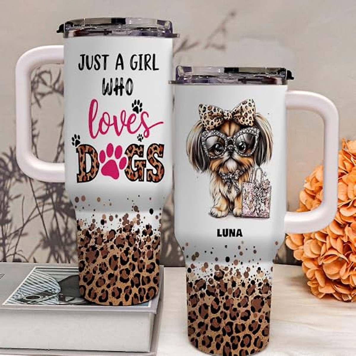 Personalized Dog Tumbler with Pekingese Dog’s Name – Custom Travel Coffee Cup 40oz, Travel Coffee Cup, Gift for Mother's day, Father's day, Christmas 3kEK4W