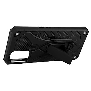 Back Case Cover Compatible with Oppo Realme 7 Pro,Military Grade Strong Two Layer PU+TPU Hybrid Full Body Case,Bracket Protective Dustproof Shockproof Cover Protective Case (Color : Dark Night Black