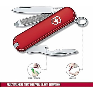 Victorinox Rally 58mm Swiss Army Knife - 9 Function Small Pocket Knife, Red