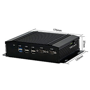 PARTAKER Fanless Industrial PC, Mini PC with Celeron J1900/N3520/N2920 CPU, 4GB Ram 64GB SSD, 2xCOM, 2xUSB 3.0, 4xUSB 2.0, 2xLAN, HD Port, VGA, Wi-Fi, Windows 10 Pro