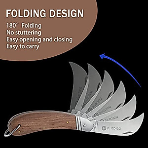 BaiCarre Pruning Knife,Folding Garden Knife,Stainless Steel Grafting Knife,Garden Budding Pocket Knife for Grafting Multi Cutting Tool, Weed Bushes Branches Mushroom Diggig Weeding Knife