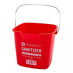 Restaurantware RW Clean 6 Quart Cleaning Buckets 10 Detergent Square Buckets - With Measurements Built-In Spout And Handle Red Plastic Utility Buckets For Home Or Commercial Use