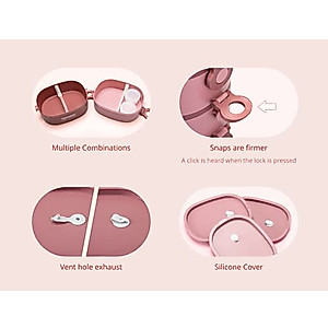 Bento Box Lunch Box, Adult Lunch Container with 3L Large Capacity, Microwave Safe 3 Layers Stackable Lunch Box, Food Container with Dividers and Sauce Boxes for Adults Pink