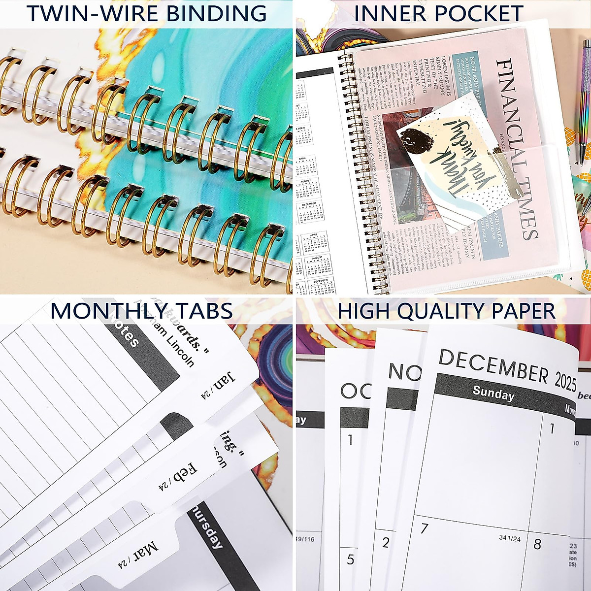 2023-2025 Monthly Planner/Calendar - 2 Year Monthly Planner 2023-2025, July 2023 - June 2025, 9" x 11" Planner with Monthly Tabs, Twin-Wire Binding, Two-Side Pocket, Perfect Daily Organizer