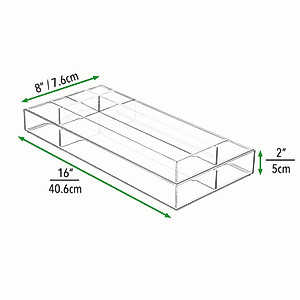 mDesign Plastic Divided Makeup Organizer Holder Tray for Bathroom Drawer, Vanity, Countertop Storage - Cosmetic Organization Holds Palettes, Brushes, Accessories - Lumiere Collection - Clear