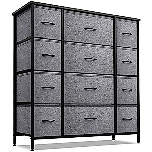 Sorbus Dresser with 12 Drawers - Chest Organizer Unit with Steel Frame Wood Top & Handle Easy Pull Fabric Bins for Clothes - Large Storage Furniture for Bedroom, Hallway, Living Room, Nursery & Closet