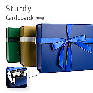 LIFELUM Gift Box 13.8 x 8.3 x 4.4 inch, Large Gift Box with Lids for Presents Ribbon,Card,Shredded Paper Filler Magnetic Closure for Thanksgiving, Holidays, Birthdays（Navy Blue）