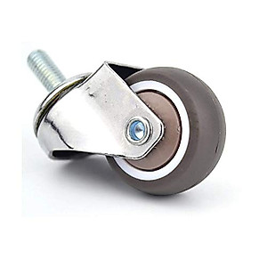 Norgail 1 Inch Small Tiny Shopping Cart Wheel Replacement Swivel Caster Wheels Soft Rubber TPE M6x 15mm Mini Threaded Stem Caster Wheel, 33lb/15kg Load Capacity, Set of 4