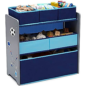 Delta Children Design and Store 6 Bin Toy Organizer, Grey/Blue
