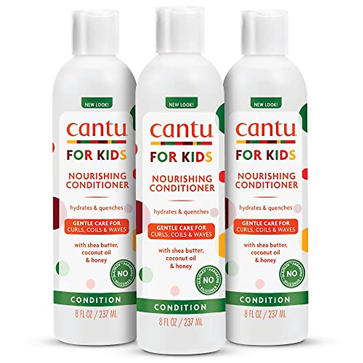 Cantu Care for Kids Nourishing Sulfate-Free Conditioner with Shea Butter, 8 fl oz (Pack of 3) (Packaging May Vary)