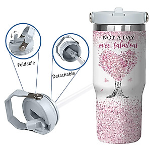 40 Oz Happy Birthday Cups for women Keeps Drinks Hot Cold Ice, Mothers Day Gift for Stainless Steel Happy Birthday Mug , Birthdays Tumbler for Women with Handle & Straw, Birthdays Gifts for Female