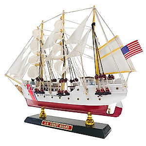 SAILINGSTORY Wooden Model Ship US Coast Guard Eagle Barque Ship Model Sailboat Decor USCG 1936 Replica Small