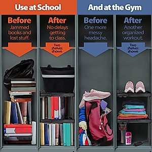 Piffny Locker Organizer Shelf， Adjustable Width and Height, Stackable, Ideal Locker Shelf for School, Office, Gym Lockers, or Even Kitchen Cabinets & Under Sink Organization (Magenta)