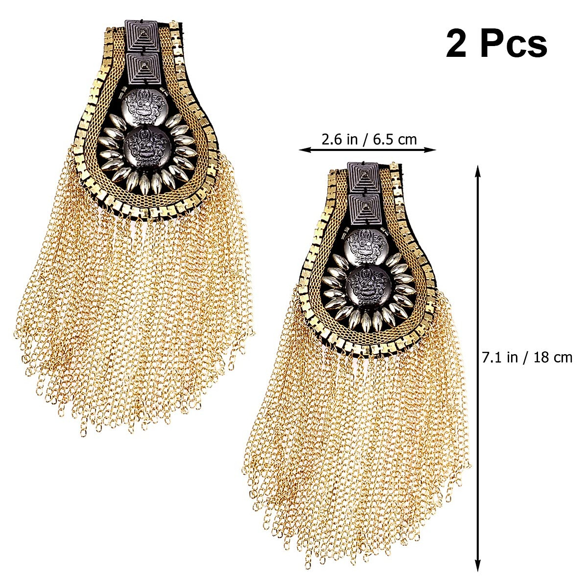 SUPVOX 2pcs Shoulder Epaulets Tassel Punk Fashion Shoulder Board for Man Woman(Golden)