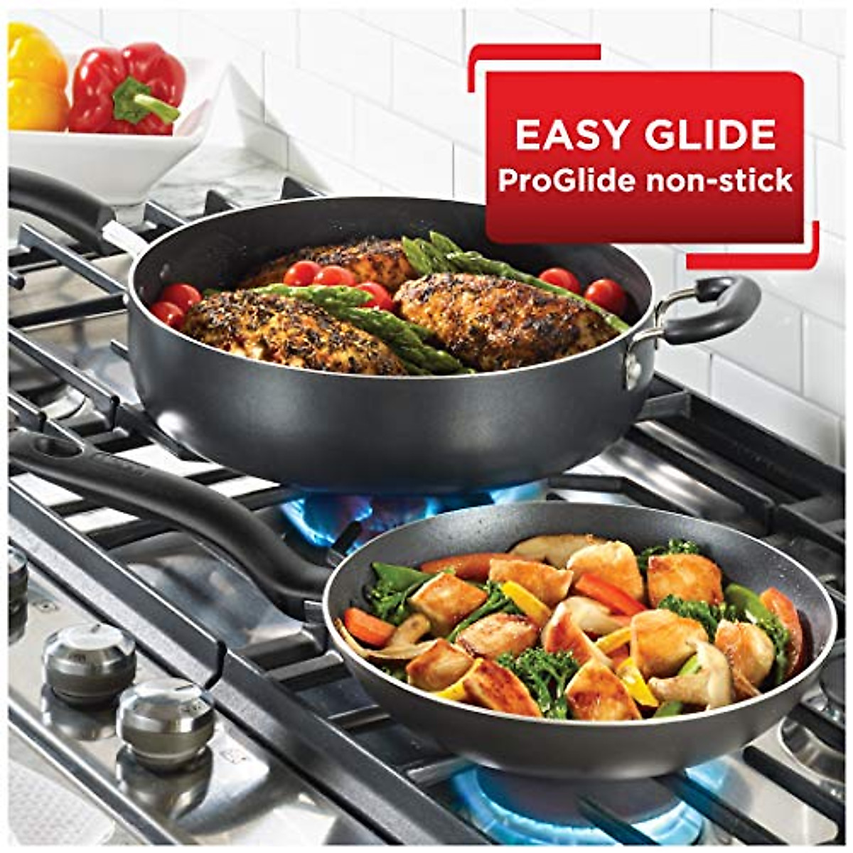 T-fal Specialty Nonstick 3 Piece Fry Pan Set 8, 9.5, 11 Inch Cookware, Pots and Pans, Dishwasher Safe Black