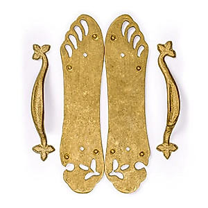 Hardware Philosophy Sandal Brass Cabinet Backplate Strip Pulls Hardware Set 8.7"