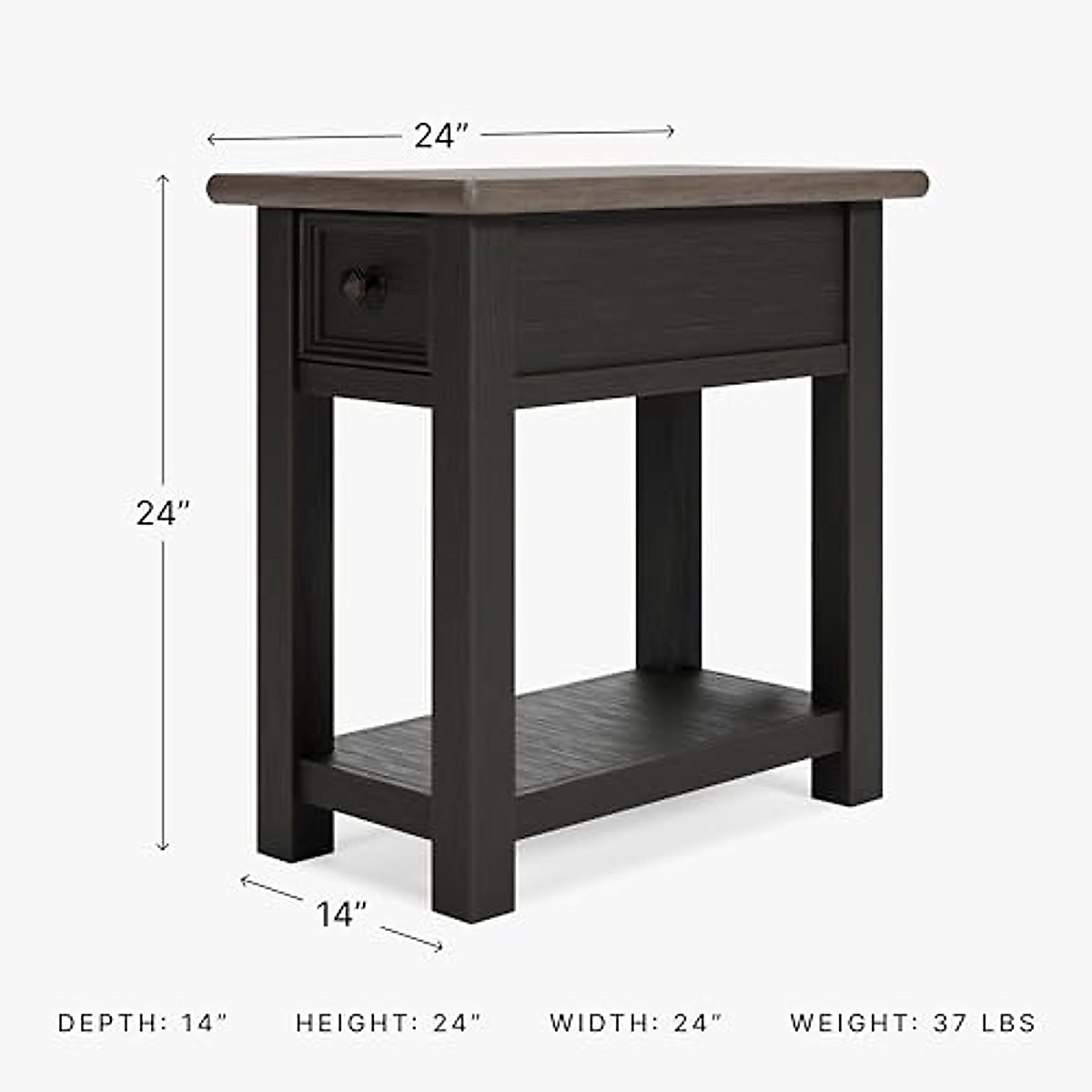 Signature Design by Ashley Tyler Creek Chair Side End Table, Light Brown & Whitewash