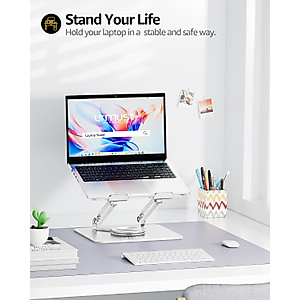 Urmust Laptop Stand for Desk with 360 Rotating Base, Computer Stand for Laptop Ergonimic Adjustable Laptop Riser for Desk Compatible with All Laptop 10 to 16 Inches