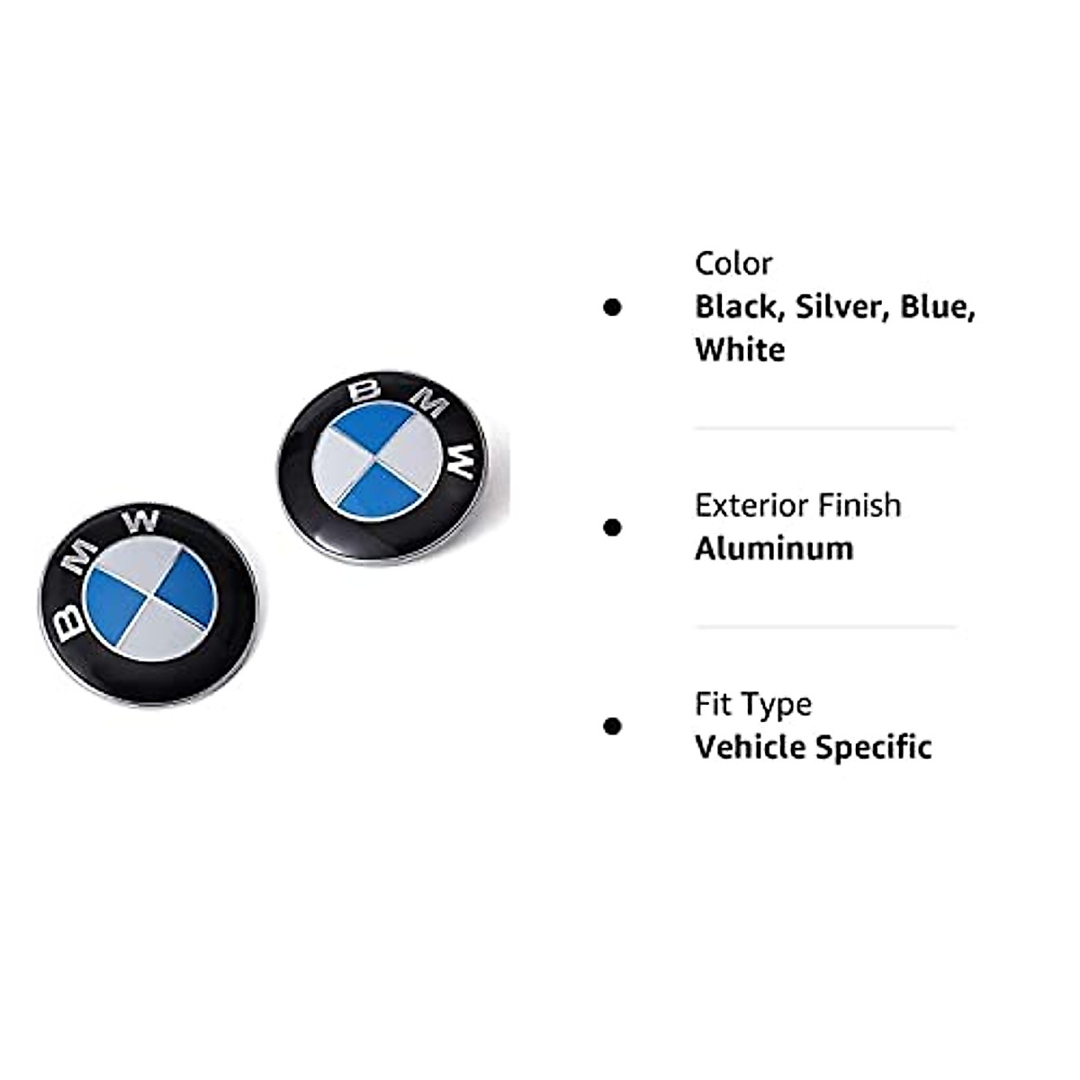 Tuborun 2Pcs Replacement for BMW Hood and Trunk Emblems 82mm + 74mm Badge for X3 X5 X6 3 4 5 6 7 8 Series 325i 328i E46 E30 E36 E34 E38 E39 E60 E65 E90 All Models