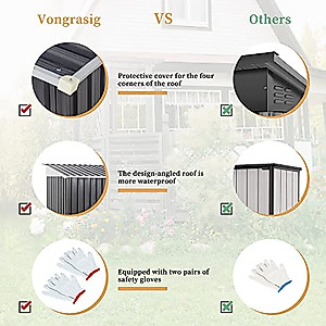 Vongrasig 5 x 3 x 6 FT Outdoor Storage Shed Clearance with Lockable Door Metal Garden Shed Steel Anti-Corrosion Storage House Waterproof Tool Shed for Backyard Patio, Lawn and Garden (Dark Gray)