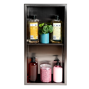 ALFI brand ABNP1224-BB Shower Niche, Brushed Black