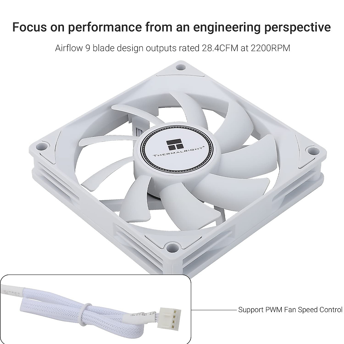 Thermalright TL-8015W CPU Fan Computer case Fan Quiet 4pin PWM PC Fan, 15mm Slimline Cooler Fan, 2200RPM Speed, 80mm CPU Cooling Fan(White)