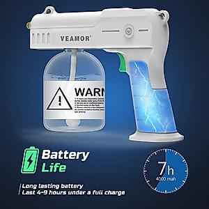 VEAMOR Nano Sanitizer Spray Machine, Handheld ULV Electric Spray Gun Fogger, Rechargeable Portable Mist Gun Disinfection Machine with Strong Light.