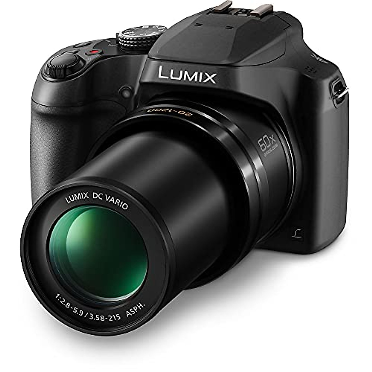 Panasonic Lumix DC-FZ80 Digital Camera (DC-FZ80K) - Bundle - with 64GB Memory Card + LED Video Light + DMW-BMB9 Battery + Digital Flash + Soft Bag + 12 Inch Flexible Tripod + Cleaning Set + More