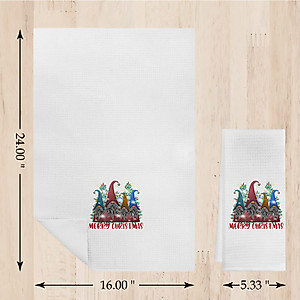 GICHUGI Christmas Gnomes Kitchen Towels 16x24, Christmas Hand Towels, Christmas Dish Towels, Christmas Kitchen Bathroom Decor, Gnome Christmas Decorations