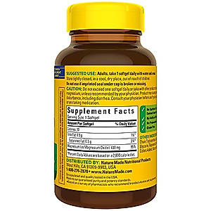 Nature Made Extra Strength Magnesium Oxide 400 mg, Dietary Supplement for Muscle, Nerve, Bone and Heart Support, 60 Softgels, 60 Day Supply