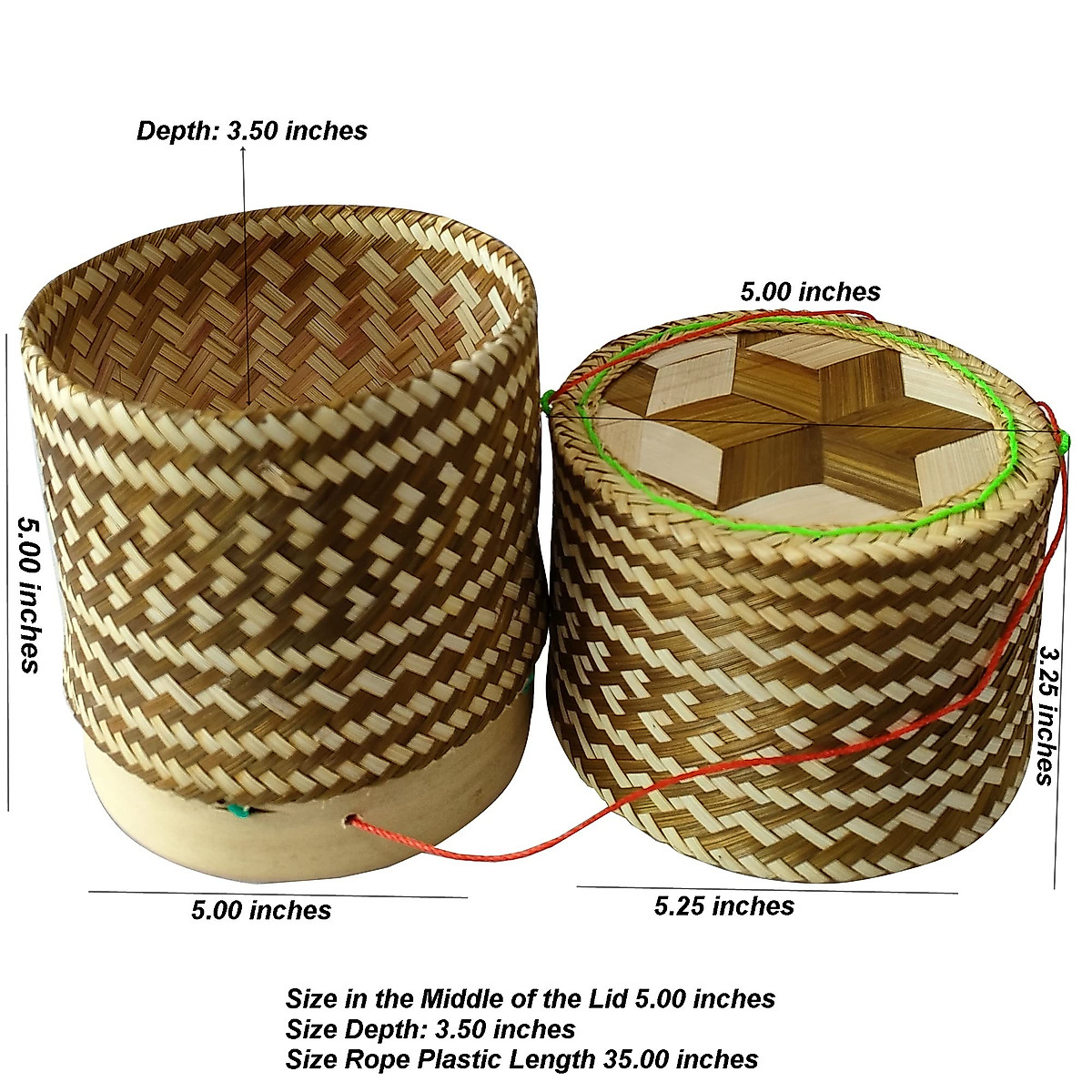 Heavens Tvcz Bamboo Serving Baskets Sticky Rice Handmade Kratip Thai Laos Traditional Wickerwork Based Travel Picnic Keep Sticky Rice Warm
