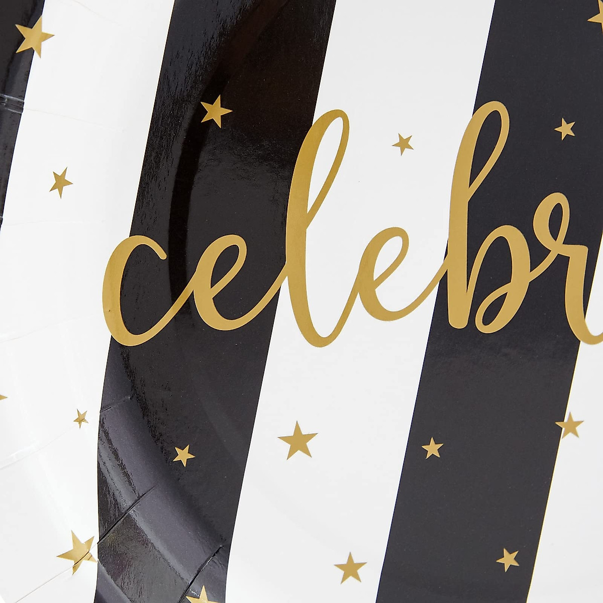 Juvale 144 Piece Black and White Party Supplies - Serves 24 Striped Celebrate Plates, Napkins, Cups and Cutlery Set for Birthday, Graduation