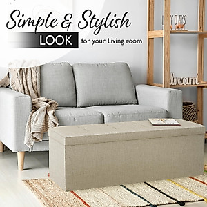 Lifetime Home 43" Folding Storage Ottoman Bench for Living Room, Bedroom, TV Entertainment - Bedroom Bench with Hidden Storage, Foot Rest Stool - 660 Capacity & Holds up to 5.6 Cubic Feet of Storage